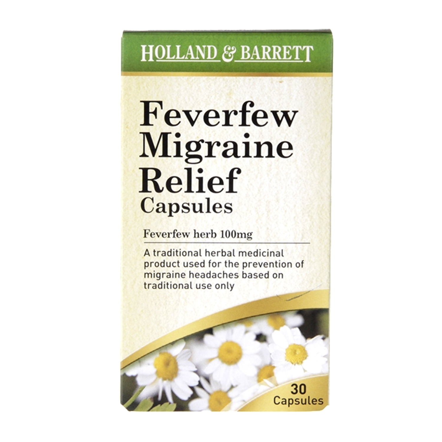 H&B Feverfew Migraine Relief 30 Capsules 100mg | Holland & Barrett