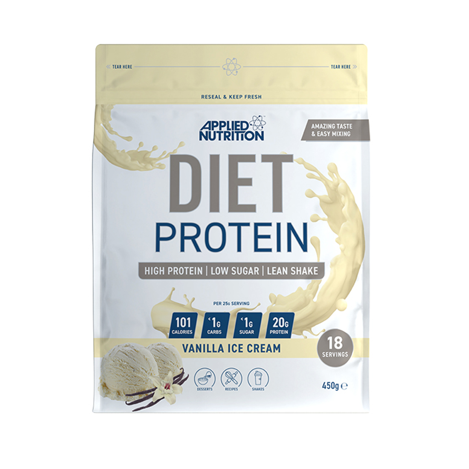 Applied Nutrition Diet Protein Powder Vanilla Ice Cream 450g | Holland ...
