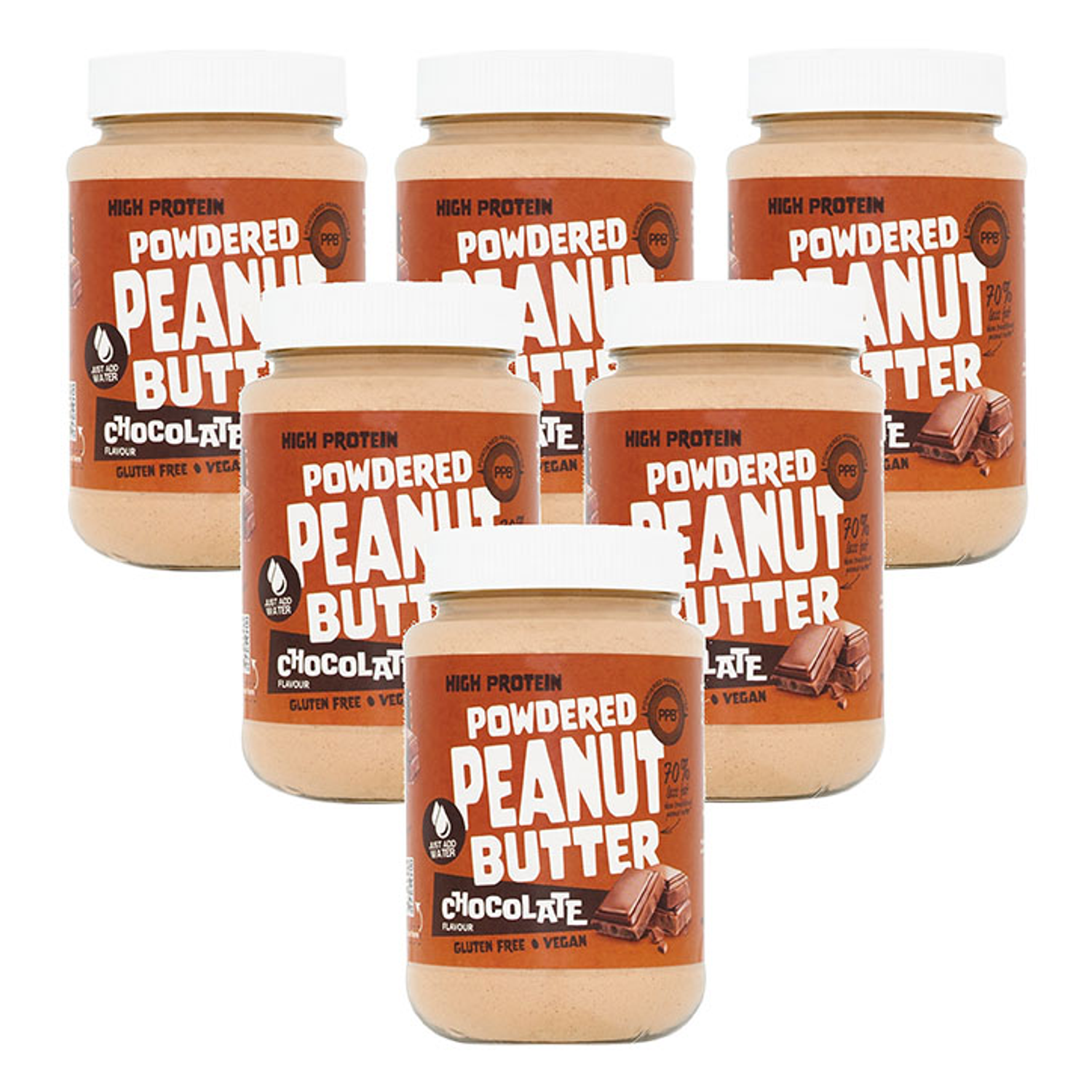 PPB Powdered Peanut Butter Chocolate 6 x 180g | Holland & Barrett