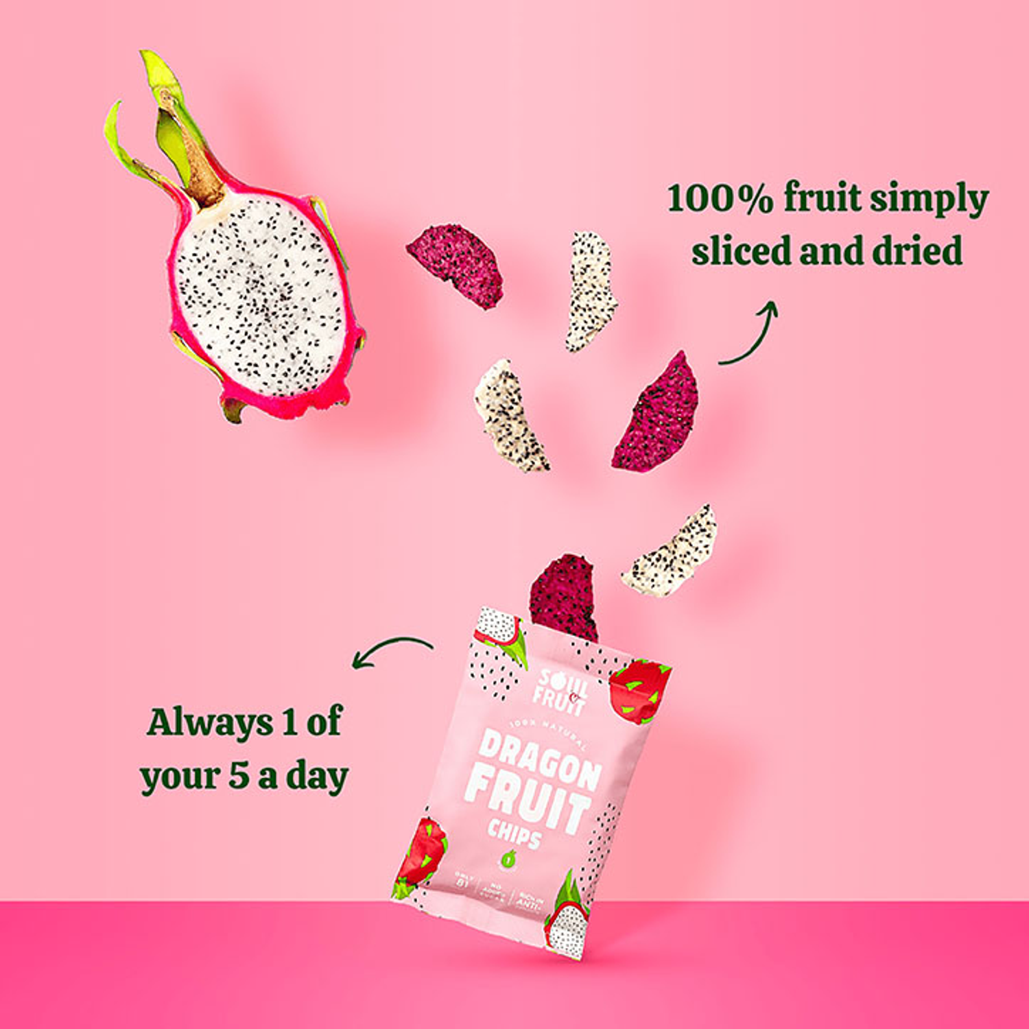 Soul Fruit Crunchy Dried Dragon Fruit Chips 20g