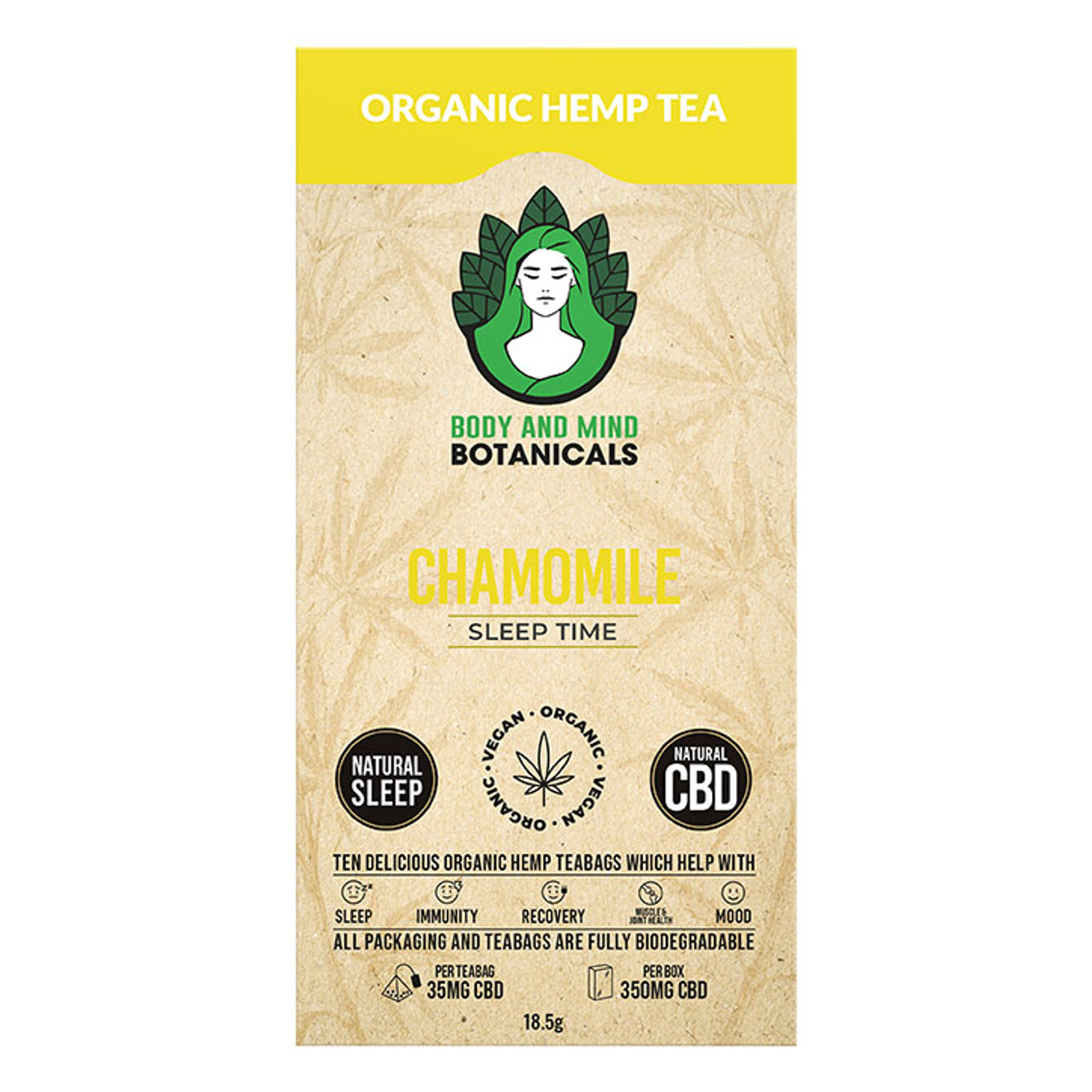 Body & Mind Botanicals CBD Hemp Tea Chamomile 10 Tea Bags | Holland ...
