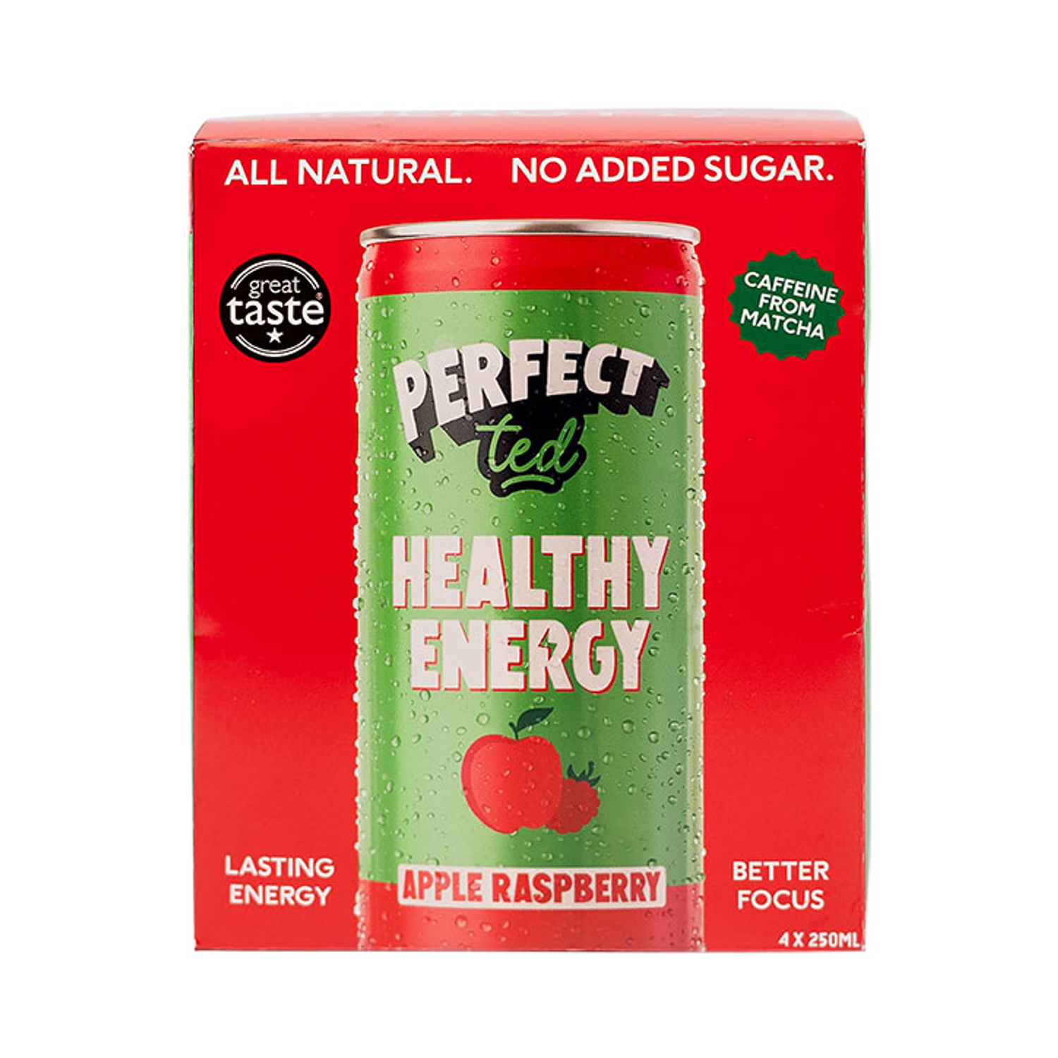 PerfectTed Matcha Apple Raspberry Energy Drink 4x250ml | Holland & Barrett