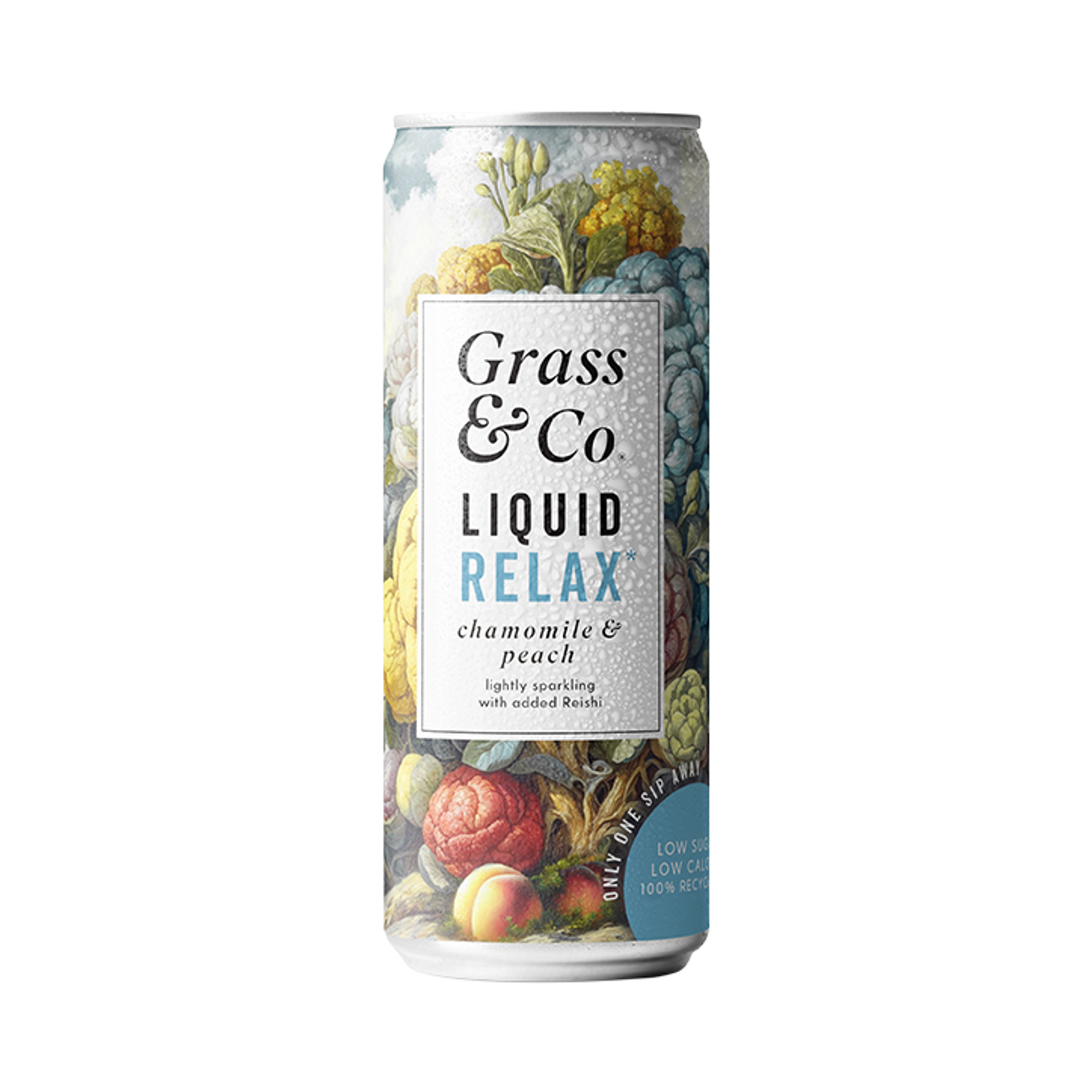 Grass & Co.Relax (Peach, Chamomile & Reishi) Functional Sparkling Drink ...