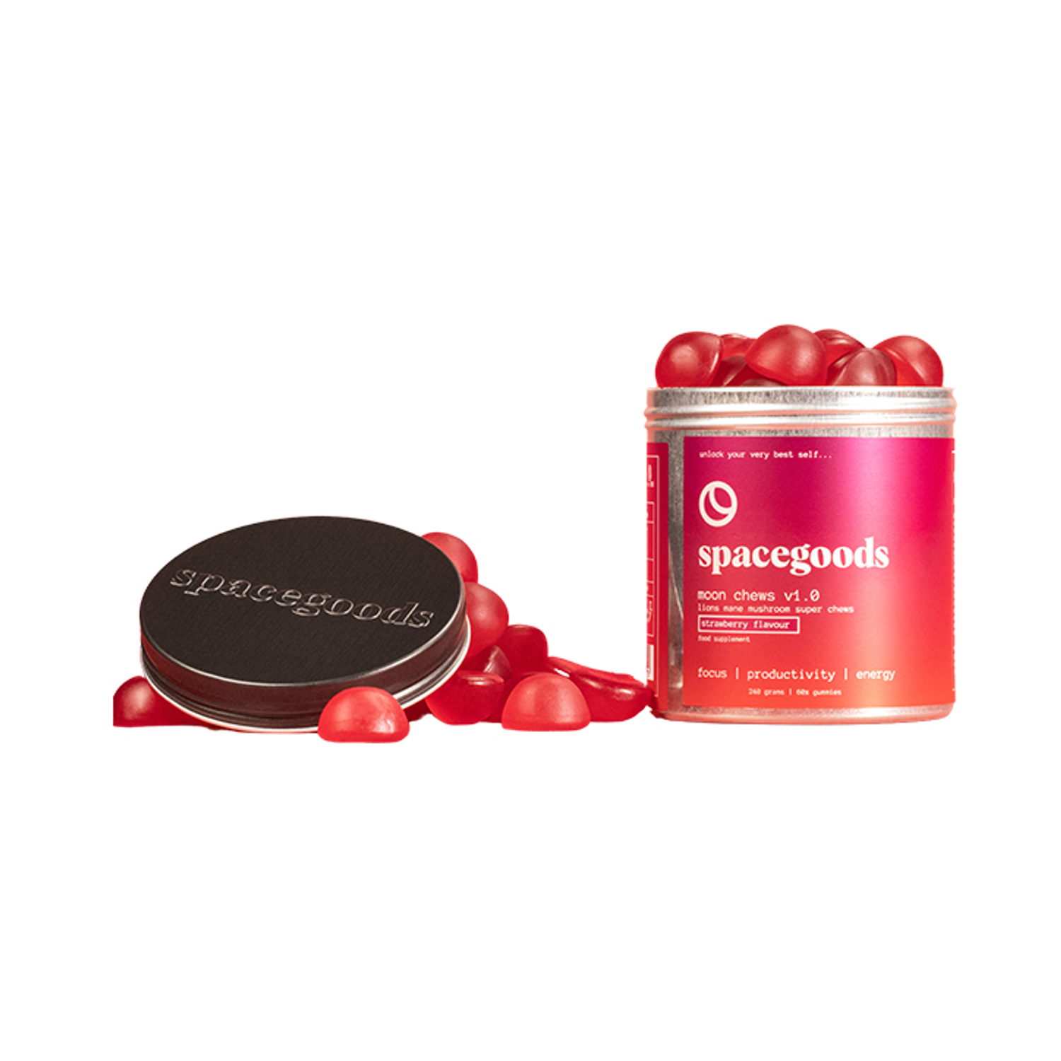 Spacegoods Mushroom Moon Chews Strawberry | Gummies | H&B