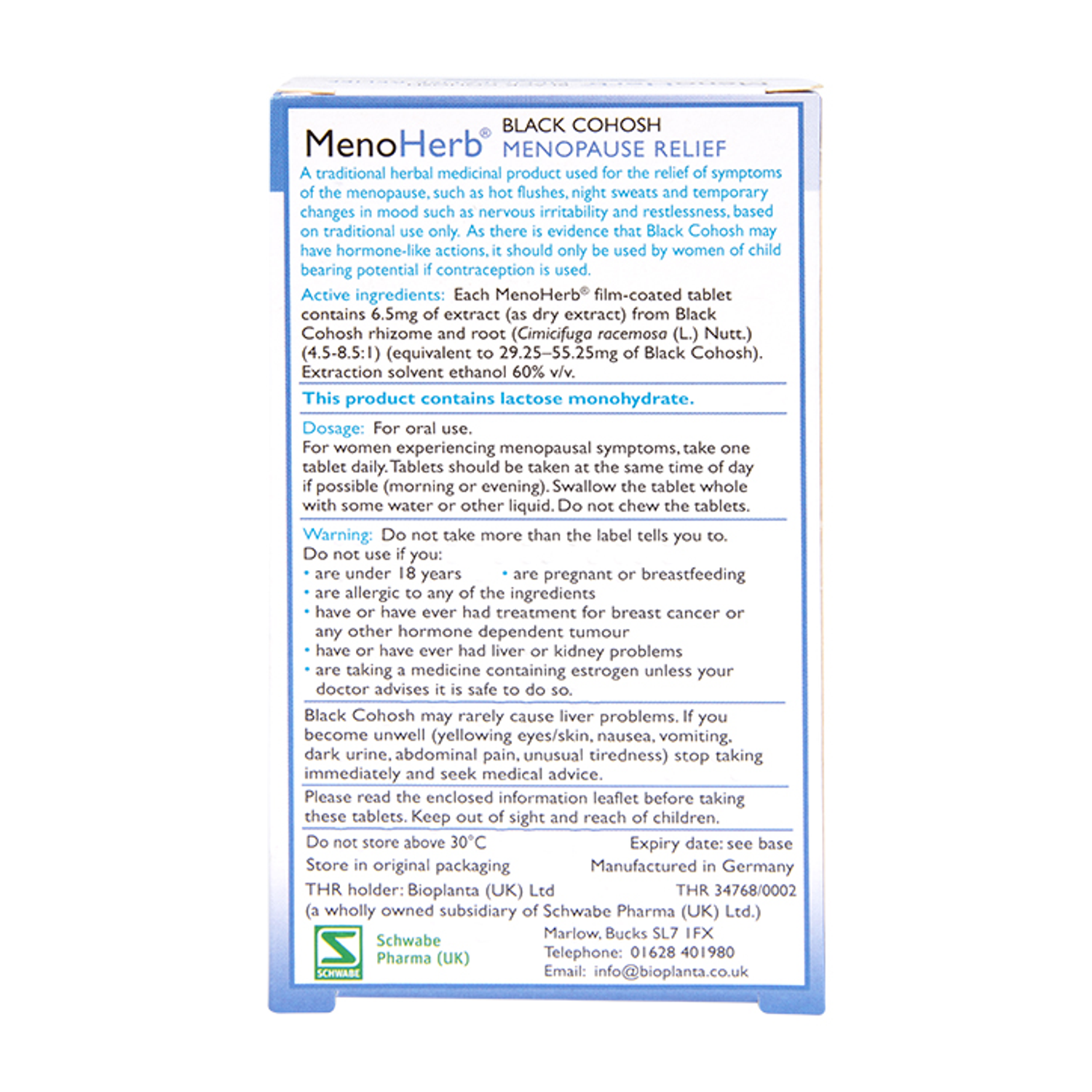 Schwabe Pharma Menoherb 6.5mg 30 Tablets