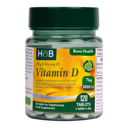 Holland & Barrett Vitamin D 3000 I.U. 75ug 120 Tablets | Holland & Barrett