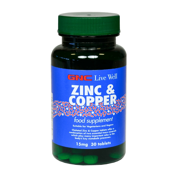 GNC Zinc 15mg with Copper 30 Tablets