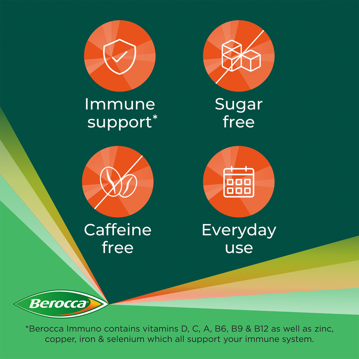 Berocca Immuno Effervescent Tablets Orange Flavour 30 Tablets | H&B