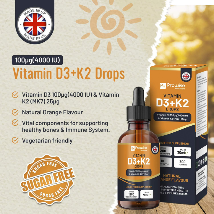 Vitamin D3 4000iu + K2 MK7 25µg I Orange Liquid Drops I High Strength ...
