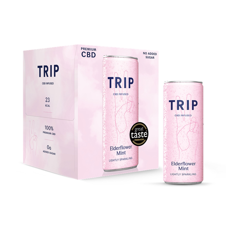 TRIP Elderflower Mint sparkling drink infused with CBD and fruit juices ...